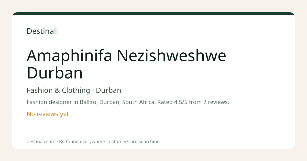 Amaphinifa Nezishweshwe Durban | Fashion & Clothing, Durban | Destinal