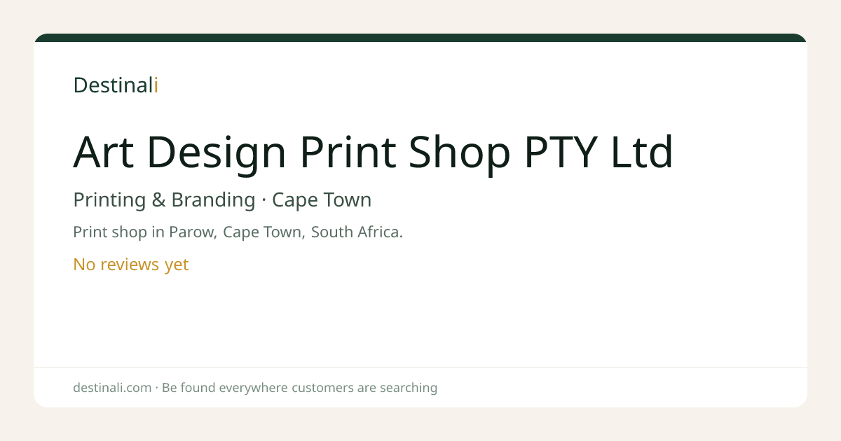 Art Design Print Shop PTY Ltd | Printing & Branding, Cape Town | Desti