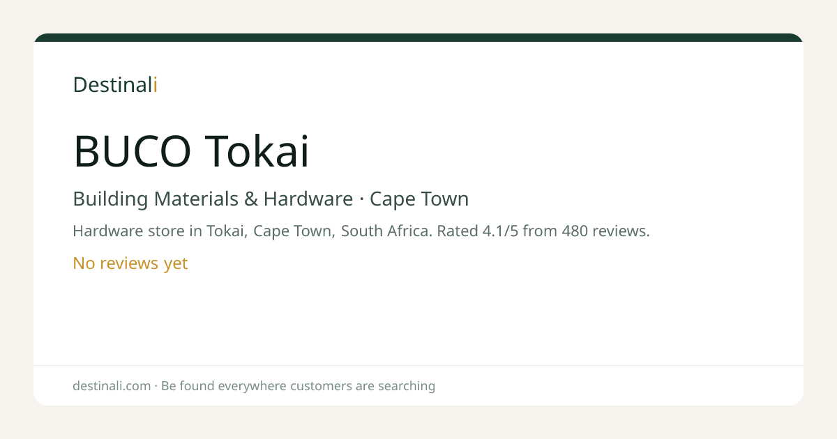 BUCO Tokai | Building Materials & Hardware, Cape Town | Destinali