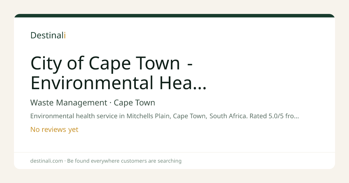 City of Cape Town - Environmental Health Services Administration | Was