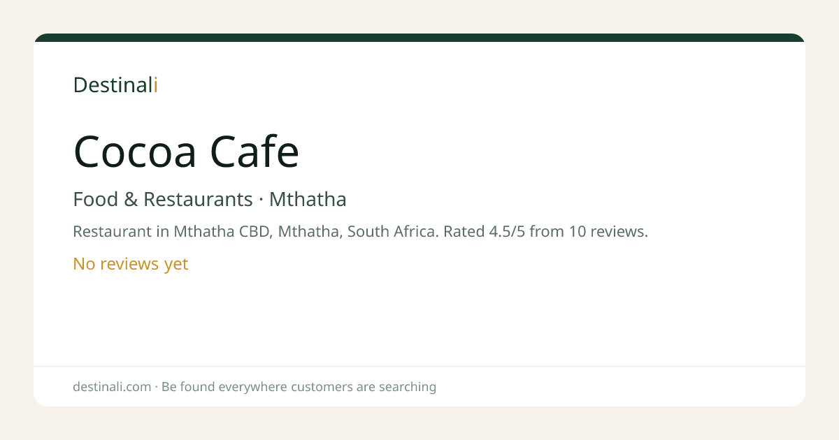 Cocoa Cafe | Food & Restaurants, Mthatha | Destinali