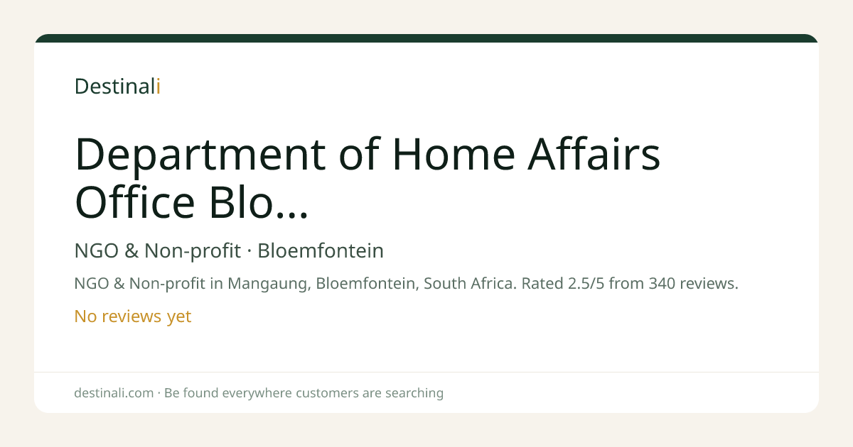 Department of Home Affairs Office Bloemfontein (Rocklands) | NGO & Non