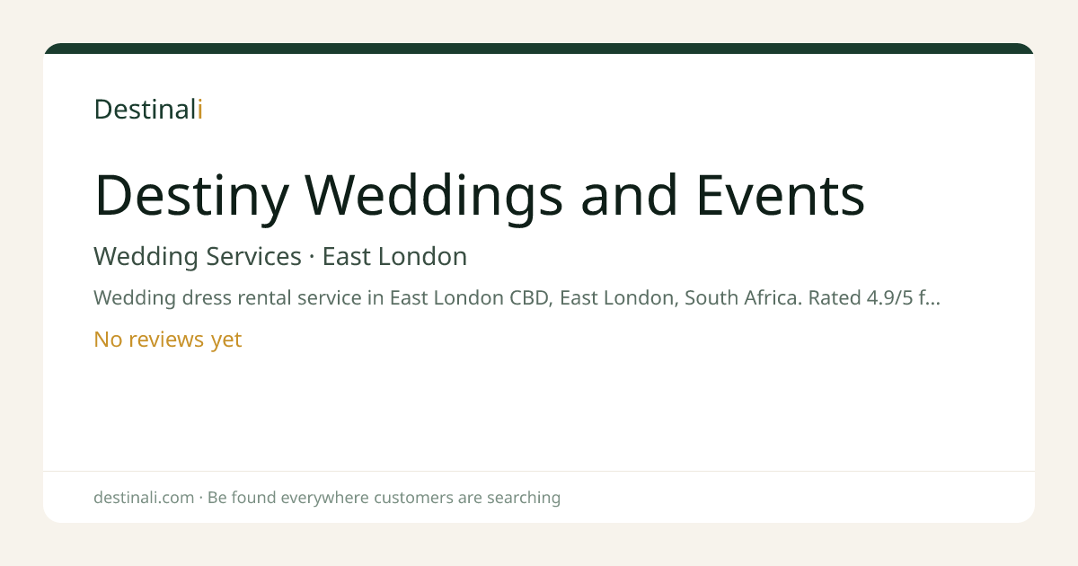 Destiny Weddings and Events | Wedding Services, East London | Destinal