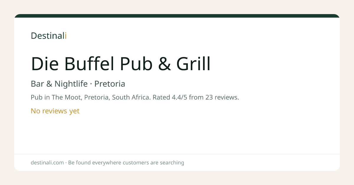 Die Buffel Pub & Grill | Bar & Nightlife, Pretoria | Destinali