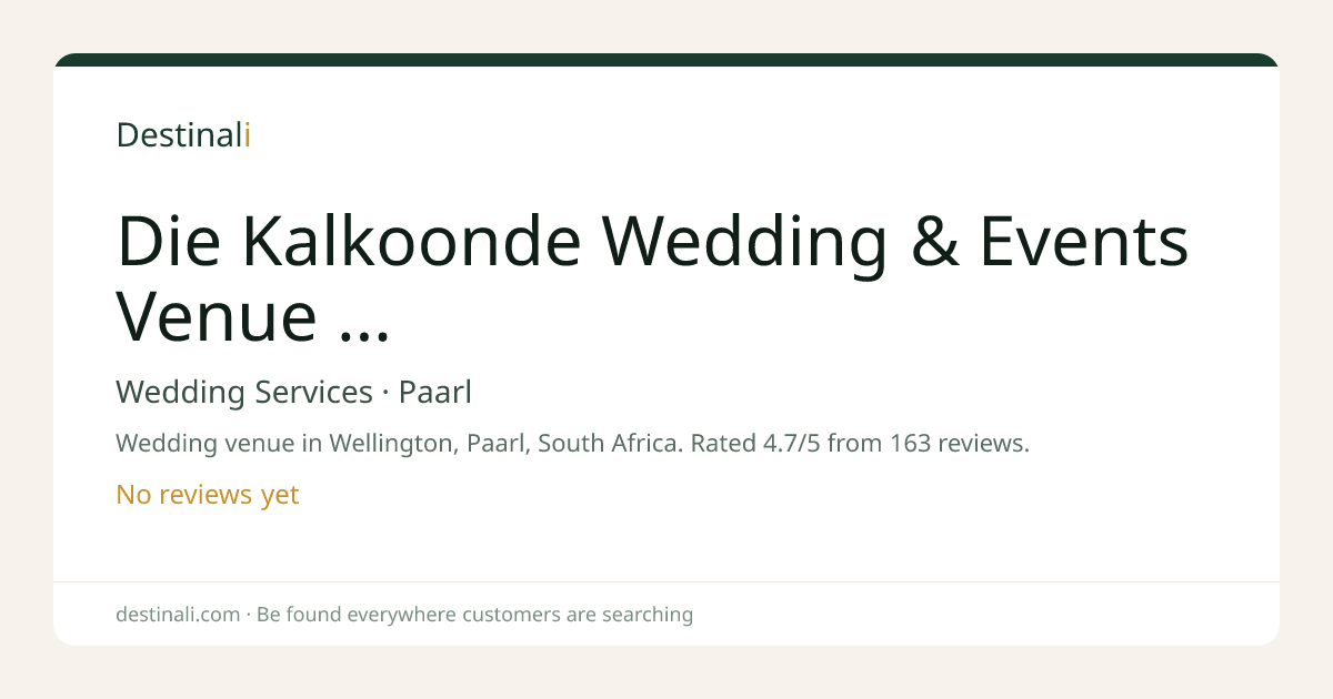 Die Kalkoonde Wedding & Events Venue Wellington | Wedding Services, Pa