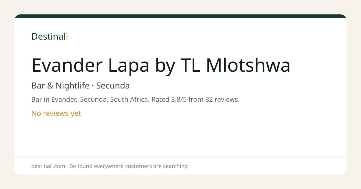 Evander Lapa by TL Mlotshwa | Bar & Nightlife, Secunda | Destinali