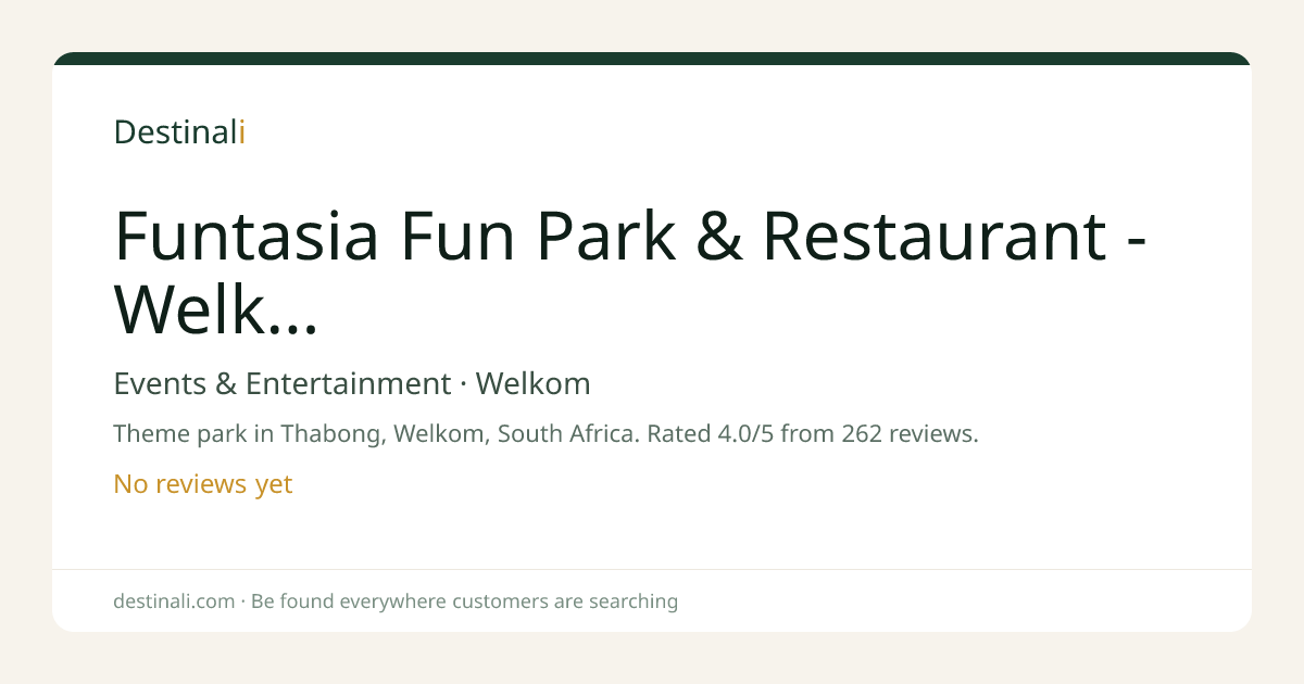 Funtasia Fun Park & Restaurant - Welkom | Events & Entertainment, Welk