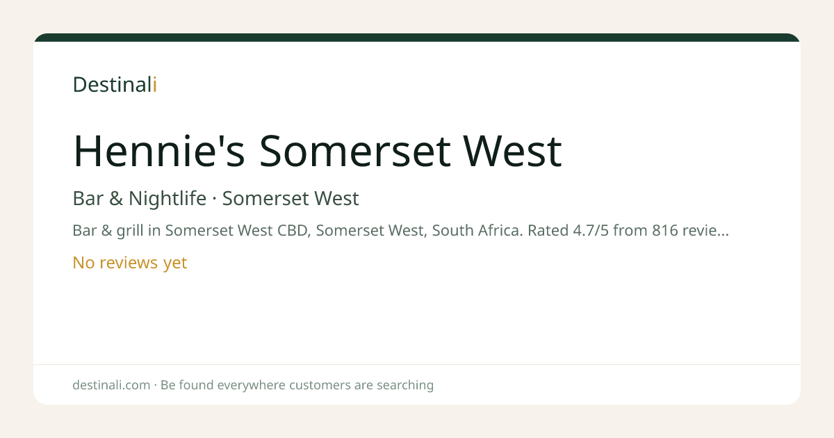 Hennie's Somerset West | Bar & Nightlife, Somerset West | Destinali