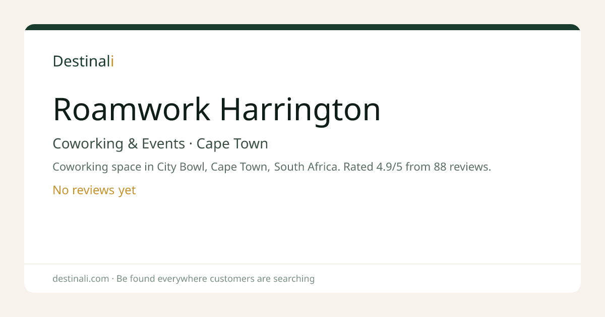 Roamwork Harrington | Coworking & Events, Cape Town | Destinali