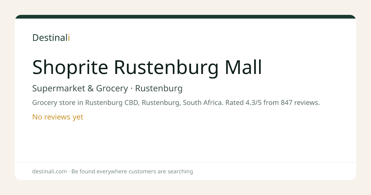 Shoprite Rustenburg Mall | Supermarket & Grocery, Rustenburg | Destina